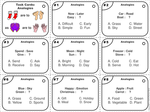 Analogies Task Cards - 3rd Grade | Teaching Resources