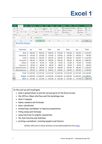 Excel 1 | Teaching Resources