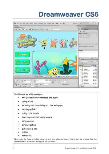 DreamWeaver CS6 | Teaching Resources