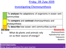 Chemosynthesis - Comparing chemosynthesis with photosynthesis ...