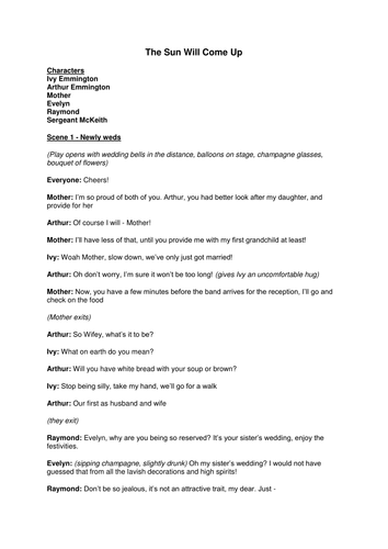 20 Minute Script - War themed. | Teaching Resources