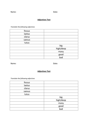 Differentiated Latin Adjectives | Teaching Resources
