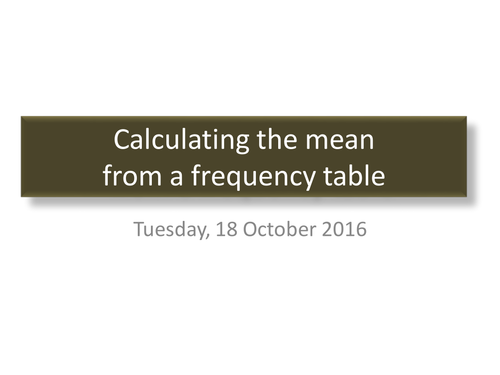 Calculating the mean | Teaching Resources