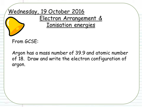 New AQA AS chemistry topic 1 - Electron Configuration & Ionisation ...