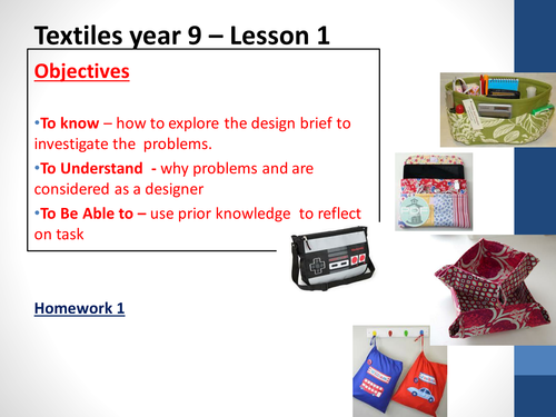 PPT - year 9 storage solution textiles lessons 1-9 | Teaching Resources