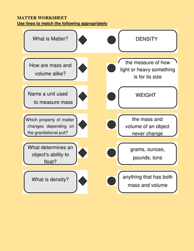 MATTER WORKSHEETS WITH ANSWERS | Teaching Resources