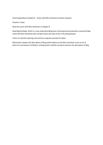 Great Expectations Miss Havisham Creative Writing Response | Teaching ...