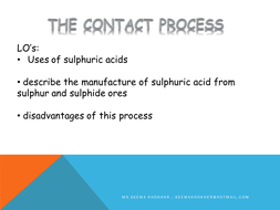 Contact process/sulphuric acid industrial production | Teaching Resources