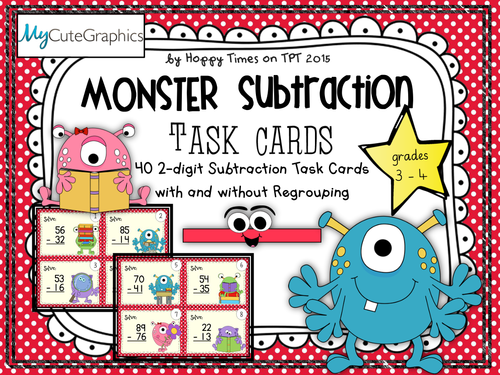 40 SUBTRACTION TASK CARDS (2-digit) | Teaching Resources