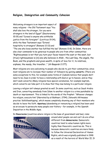 Religion + Community Cohesion | Teaching Resources