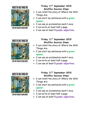2 weeks literacy plan on Where the Wild Things are for Year 2 ...