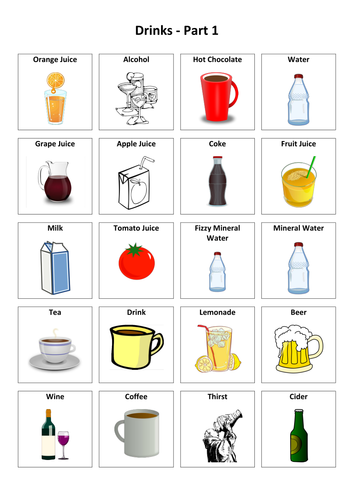 Drinks: German Vocabulary Card Sort | Teaching Resources