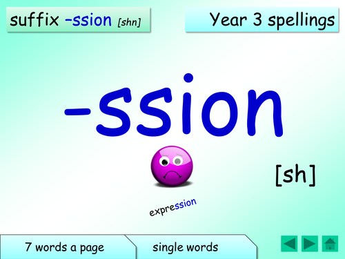 Year 3 spellings: word endings: shn - tion, ssion, sion, cian - ppts ...