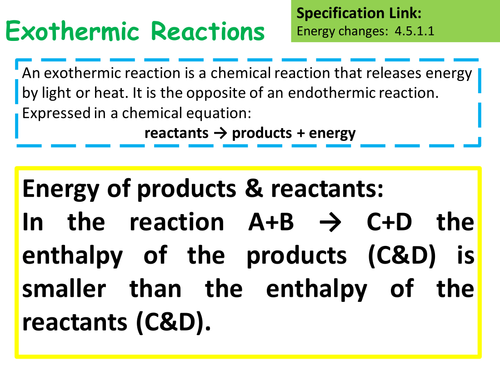 New AQA GCSE Chemistry Reaction Profiles Lesson | Teaching Resources