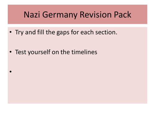 Nazi Germany: Topic Card Gap Fills | Teaching Resources