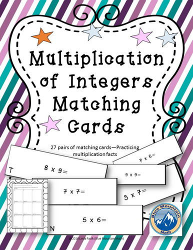 Multiplication of Integers Matching Card Sets | Teaching Resources