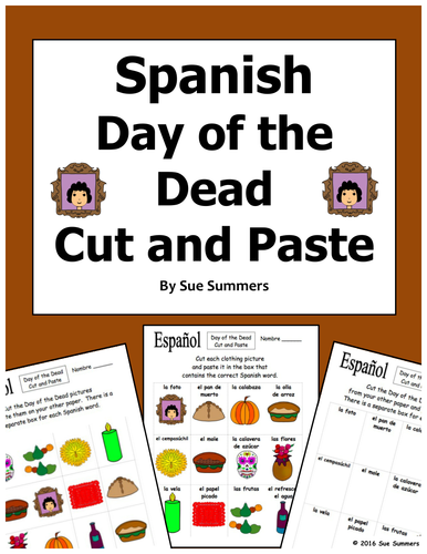 Spanish Day of the Dead Cut and Paste / Game Cards - Día de los Muertos ...