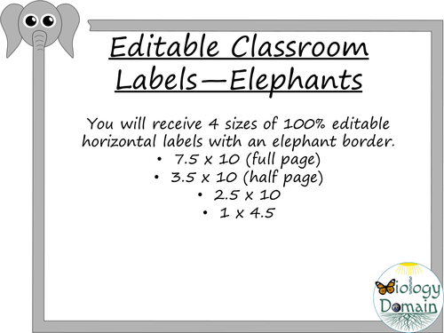 Editable Classroom Labels: Elephants | Teaching Resources