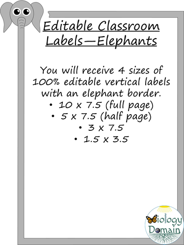 Editable Classroom Labels: Elephants | Teaching Resources