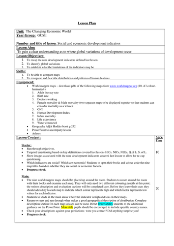 The Changing Economic World- Social and economic development indicators ...