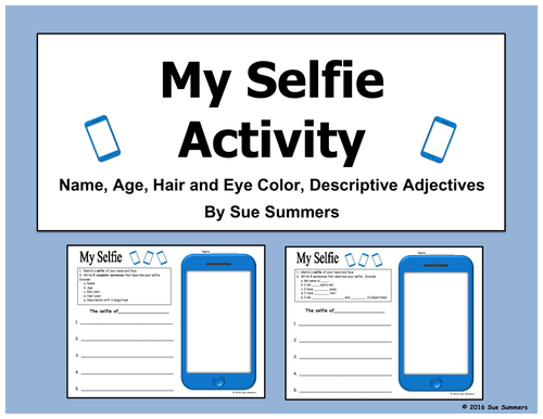 Selfie Sketch and Sentences - English Adjectives, Age, Name, Hair and ...