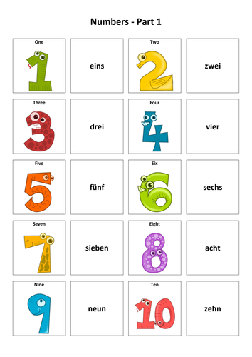 Numbers: German Vocabulary Card Sort | Teaching Resources
