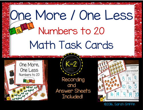 One More, One Less FALL Task Cards Math Center | Teaching Resources