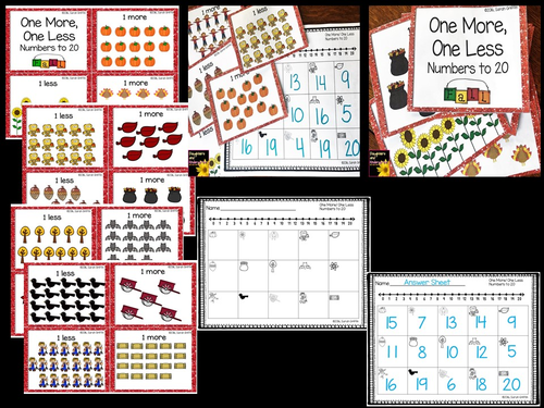 One More, One Less FALL Task Cards Math Center | Teaching Resources