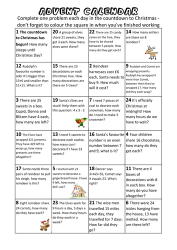 Maths Advent Calendar - Christmas Countdown | Teaching Resources