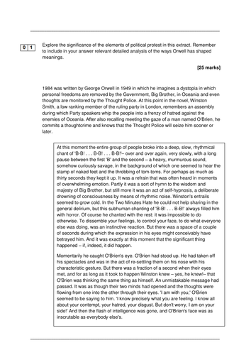 Social Protest and Political Writing Unseen Extracts: Planning ...