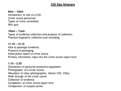 Crime Scene Investigation Day | Teaching Resources