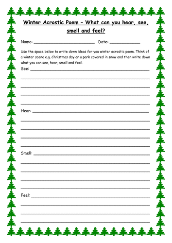 Winter Acrostic Poem plan and resources | Teaching Resources