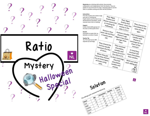 Ratio of Amounts Halloween Mystery | Teaching Resources