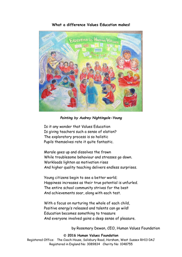 Poem: What a difference Values Education makes | Teaching Resources