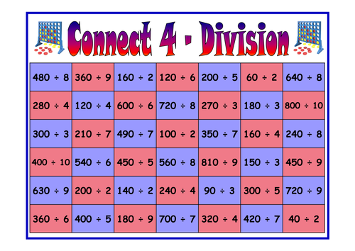 Connect 4 - Multiplication and Division | Teaching Resources