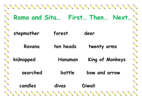 1 week literacy plan based around Diwali, Rama and Sita for Year 2 ...