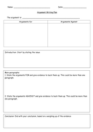 Balanced Argument planning sheet | Teaching Resources