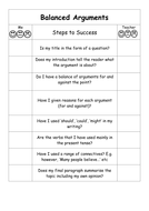 Balanced argument success criteria | Teaching Resources