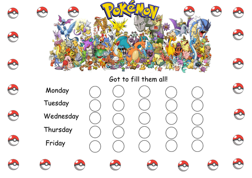 Pokemon reward chart | Teaching Resources