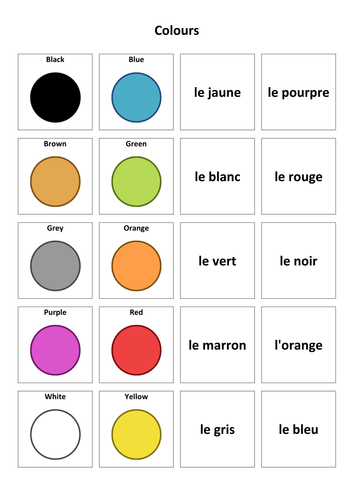 Colours: French Vocabulary Card Sort | Teaching Resources