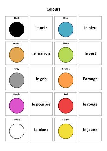 Colours: French Vocabulary Card Sort | Teaching Resources