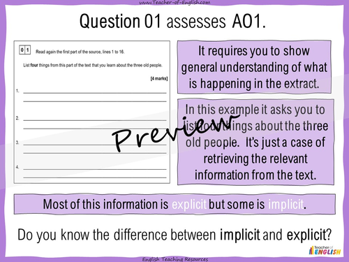 AQA GCSE English Language Exam Preparation - Paper 1, Section A ...