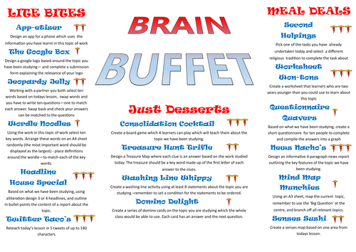 Extension Tasks - Choose your own (Brain Buffett) | Teaching Resources