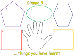 Gimmie 5 plenary review worksheet | Teaching Resources