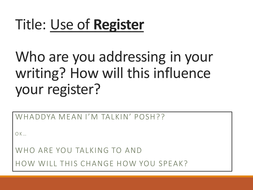 Register - formal and informal register | Teaching Resources