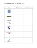 estimate and measure given objects in cm | Teaching Resources