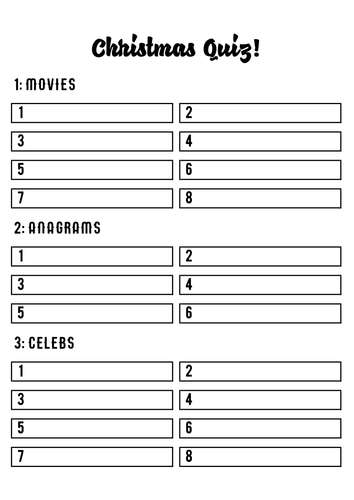 Christmas Quiz 2016 (For the end of term) | Teaching Resources