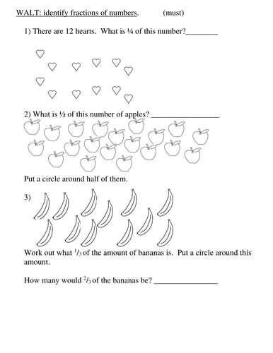 Finding Fractions of Objects Year 1 2 3 4 | Teaching Resources