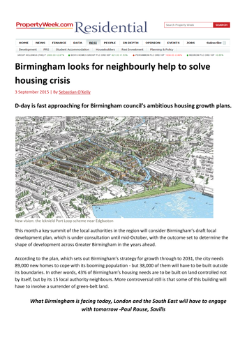 Birmingham Urbanisation | Teaching Resources