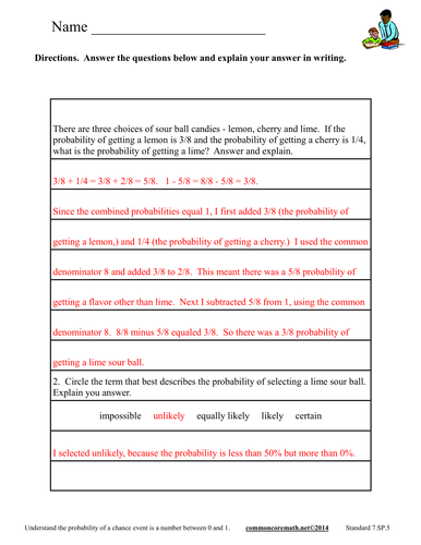 Probability - 7.SP.5 | Teaching Resources